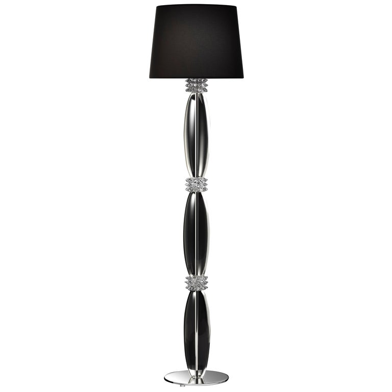 Customizable Rotterdam 7353 Floor Lamp in Glass with Black Shade, by ...
