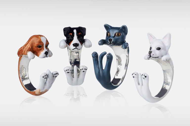 Rottweiler Dog Sterling Silver 925 Enamel Customizable Ring For Sale at ...