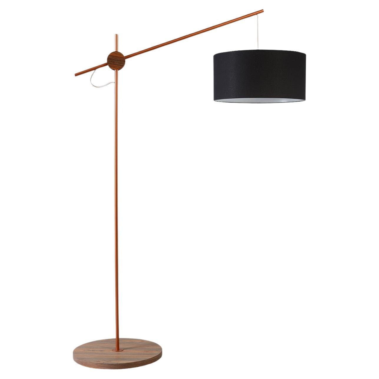 Giro Minimalist Floor Lamp In Painted Steel, Walnut and Concrete For ...