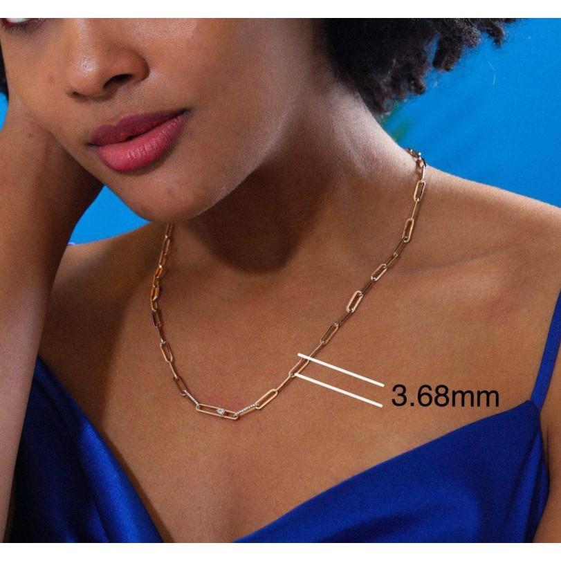 Rouge - 0.59ct Diamond and Ruby Paperclip Necklace For Sale at 1stDibs