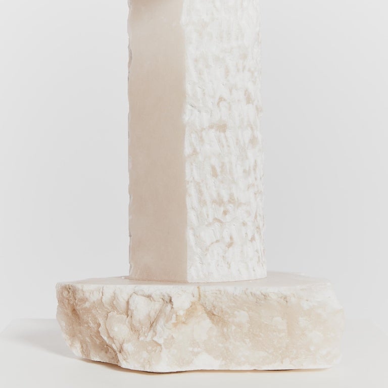 Rough Alabaster Sculptural Goblet Table Lamp For Sale at 1stDibs