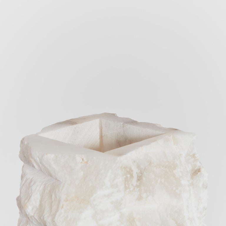 Rough Alabaster Sculptural Goblet Table Lamp For Sale at 1stDibs