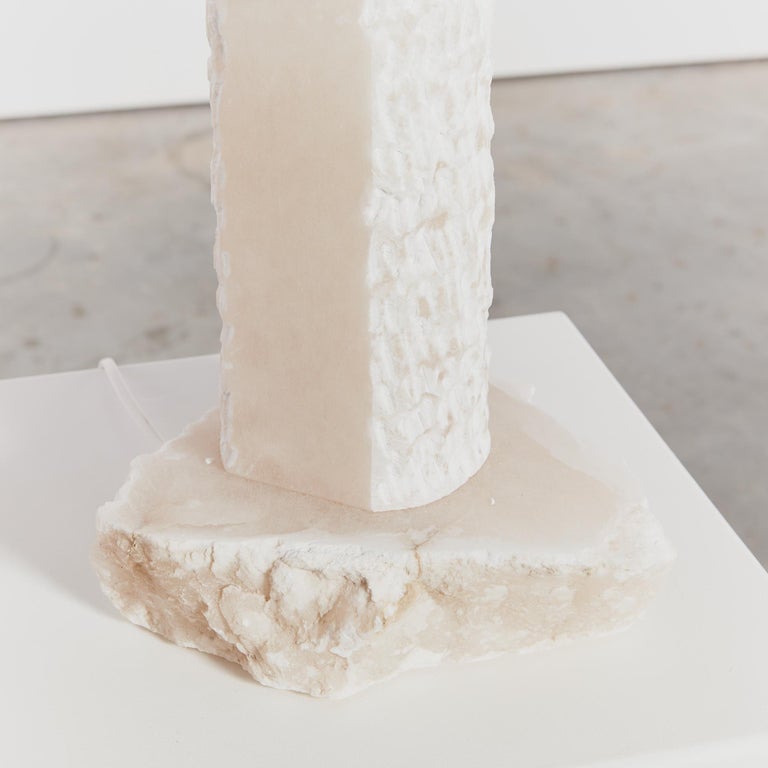 Rough Alabaster Sculptural Goblet Table Lamp For Sale at 1stDibs