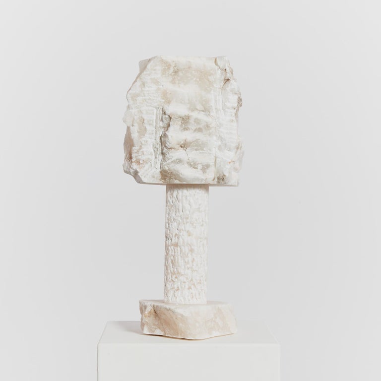 Rough Alabaster Sculptural Goblet Table Lamp For Sale at 1stDibs
