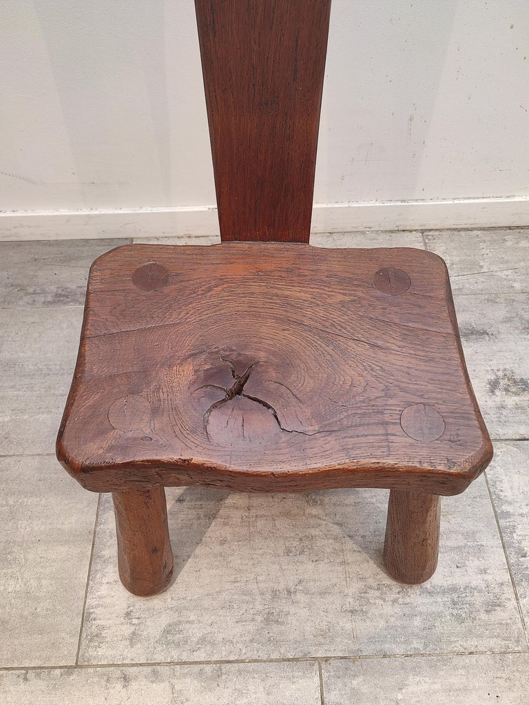Rough Brutalist Wooden Chair from France, 1950s For Sale at 1stDibs