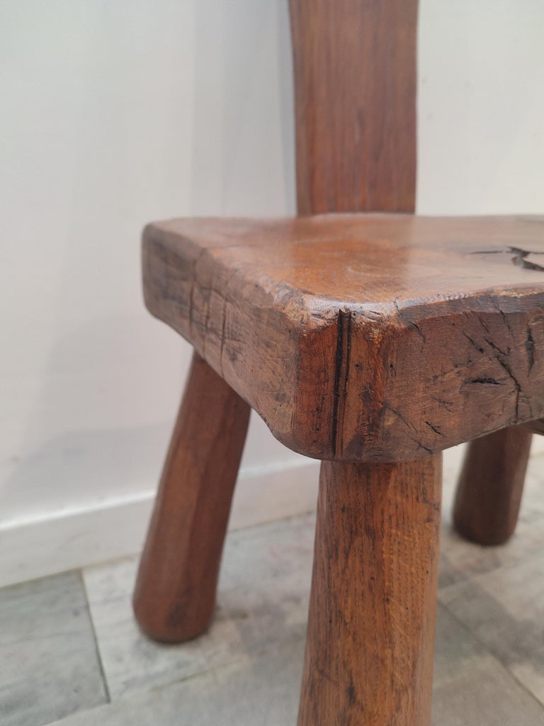 Rough Brutalist Wooden Chair from France, 1950s For Sale at 1stDibs
