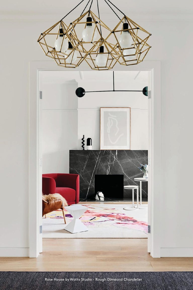 Rough Diamond Chandelier, Modern, Brass Tube, Geometric, Pendant Light ...