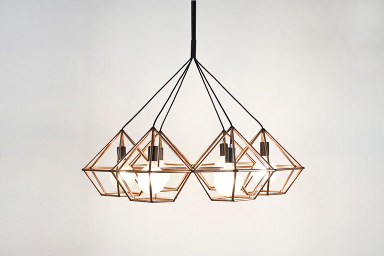 Rough Diamond Chandelier, Modern, Brass Tube, Geometric, Pendant Light ...