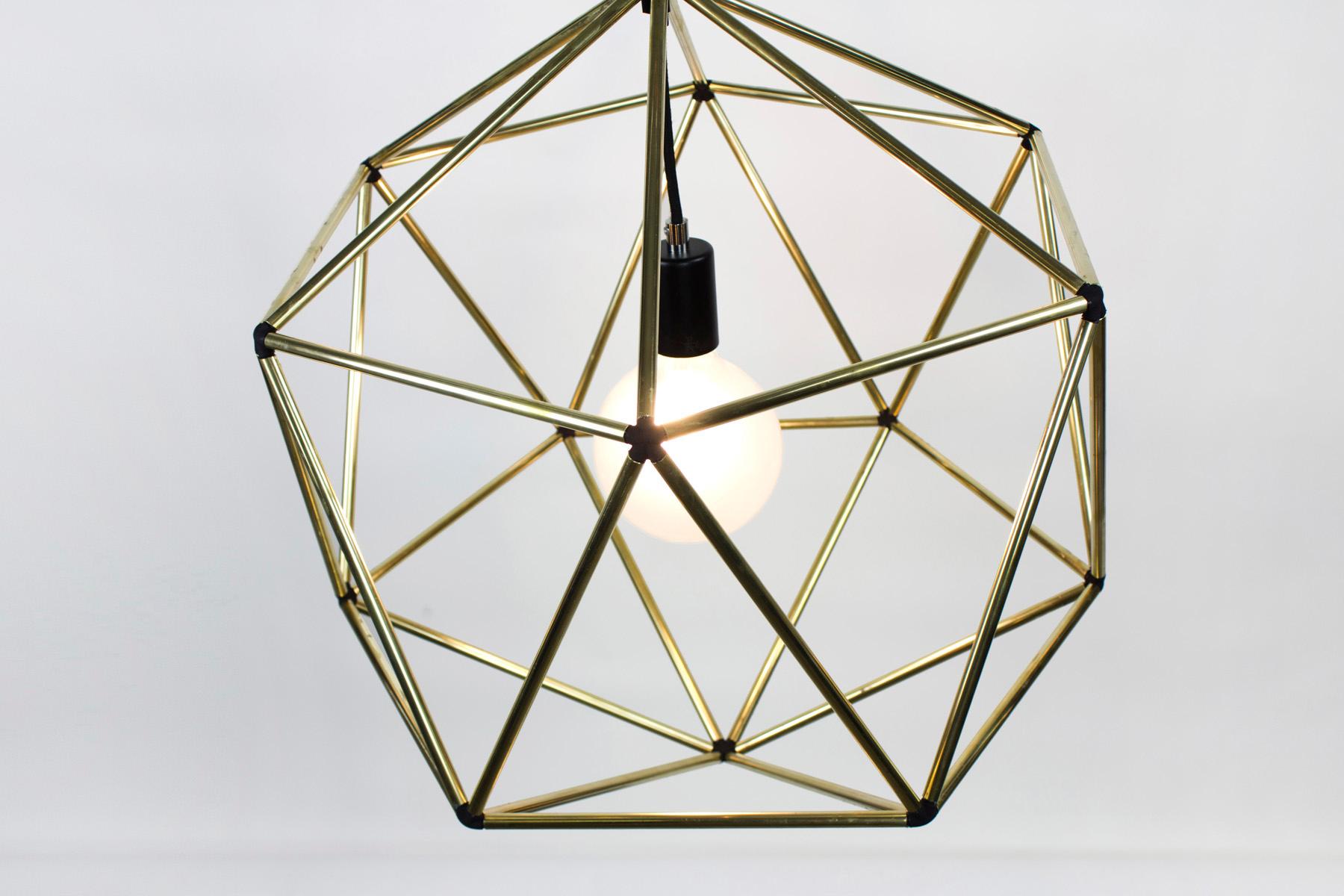 Rough Diamond Globe, Matte Black Wire Frame Geometric Pendant Light For ...