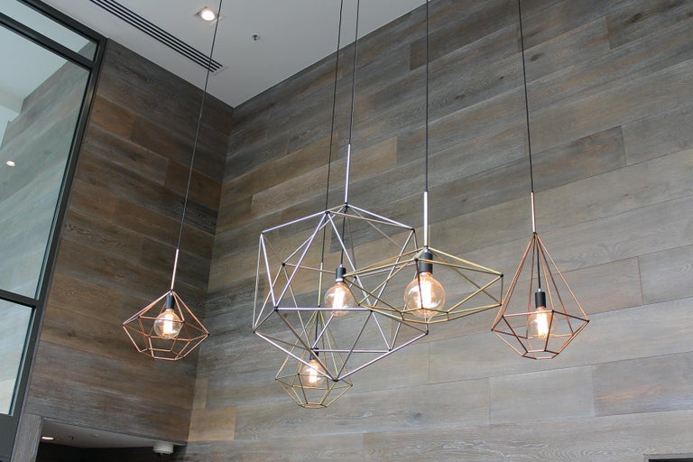 Rough Diamond, Type B, Brass Wire Frame Geometric Pendant Light For ...