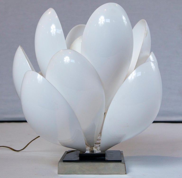 Rougier Lucite Lotus Lamp at 1stDibs | lotus lamp cabinet light