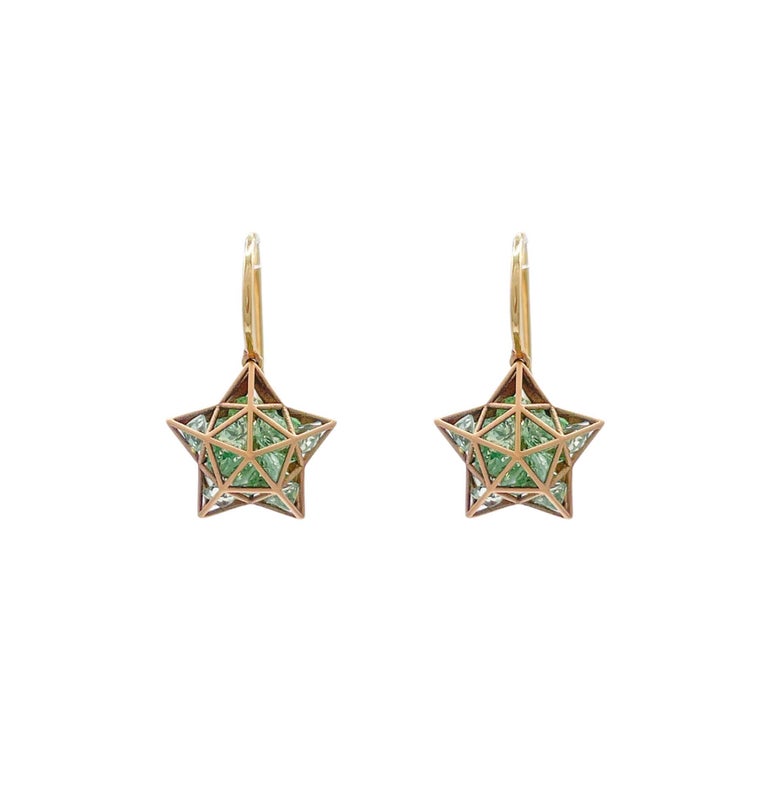 Roule and Co. 18k Yellow Gold Mint Tsavorite Roulette Star Earring For ...