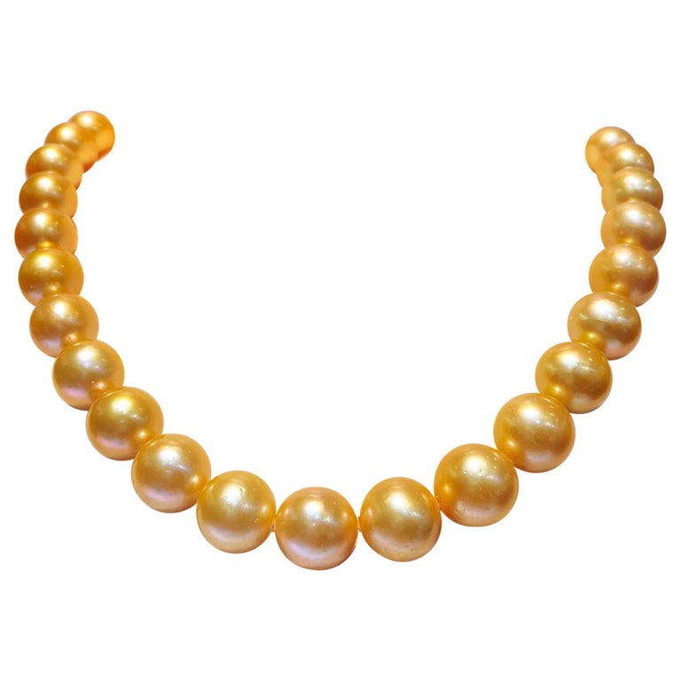 Round Golden South Sea Pearl 35pcs Will Be More When Strung For Sale at ...