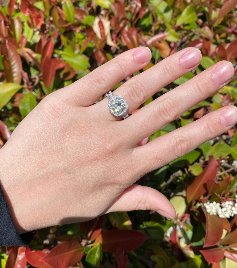 Diamond 2.21 Carat Engagement Ring 1.28 Carats Diamond Setting 18K Gold ...