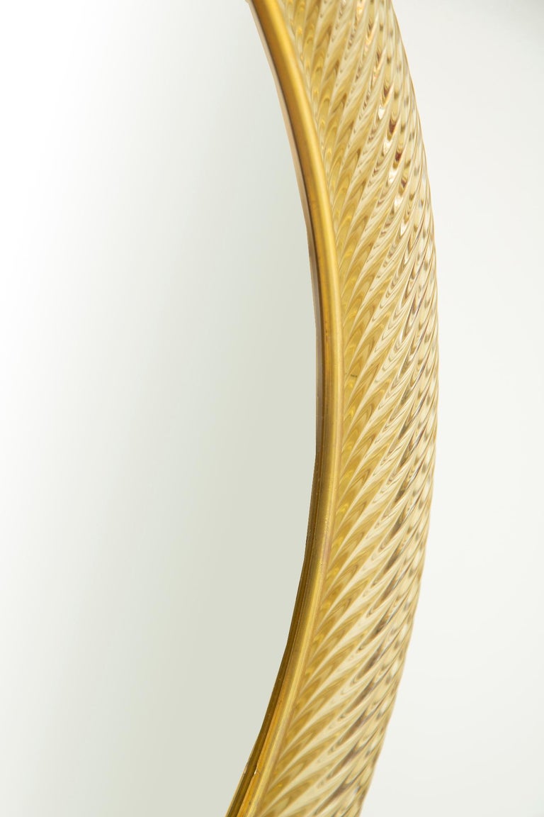 Round Amber Twisted Rope Murano Glass Mirror, in Stock For Sale at 1stDibs