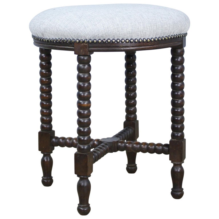 Round Antique Bobbin Legged Stool at 1stDibs
