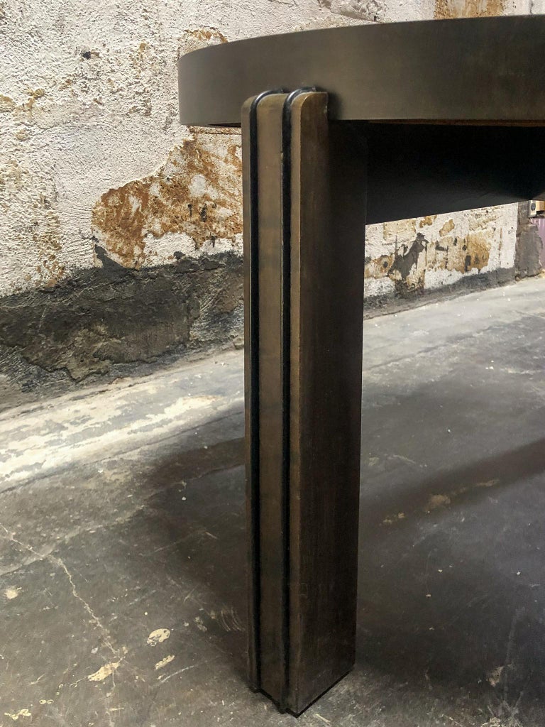 Round Art Deco Coffee Table in Dark Flame Birch at 1stDibs