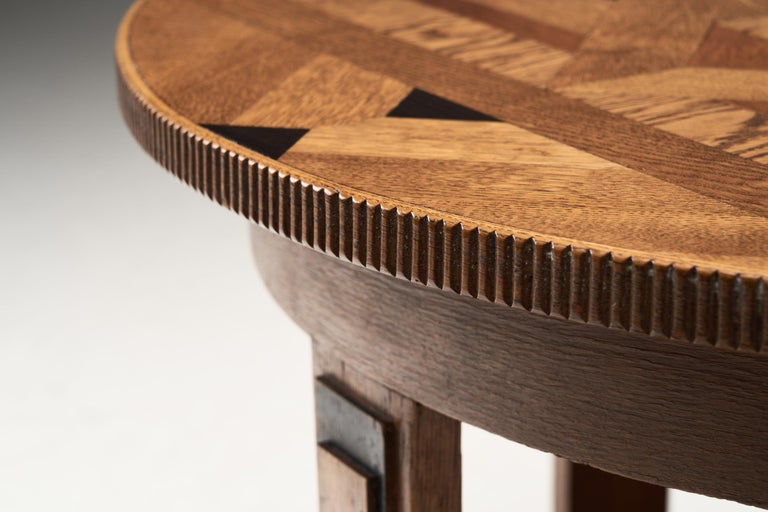 Round Art Deco Coffee Table with Intarsia, the Netherlands, 1930s For ...