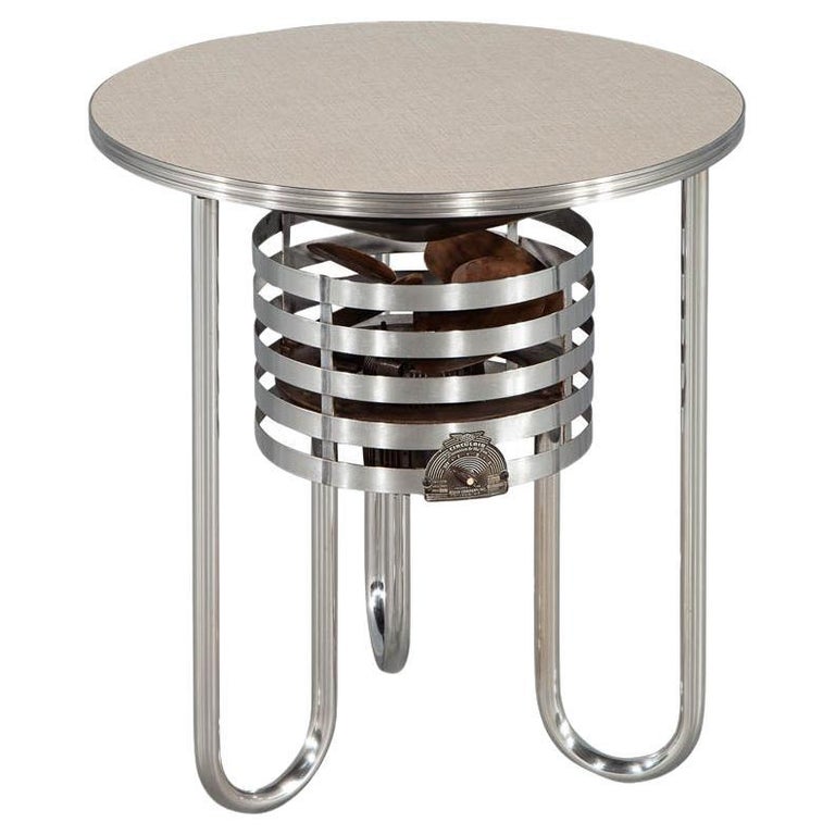 Round Art Deco Machine Age Chrome Cigar Table Kisco Company For Sale at ...