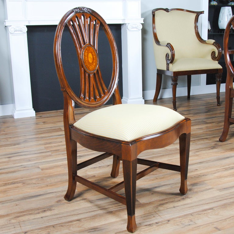 Round Back Inlaid Chairs, Set of 10 For Sale at 1stDibs