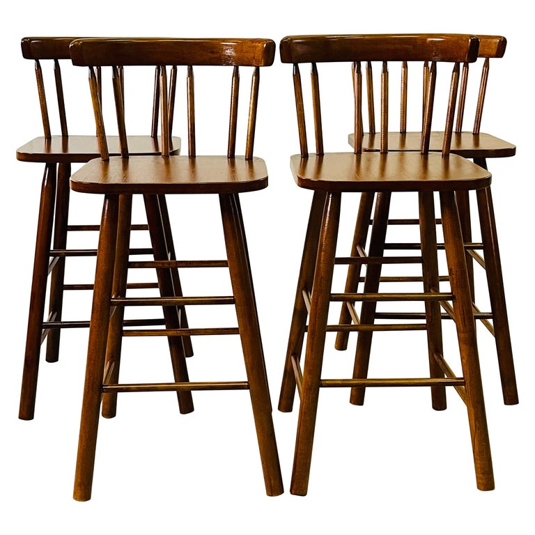Round-Back Wood Stools, Set of 4 For Sale at 1stDibs | round back ...