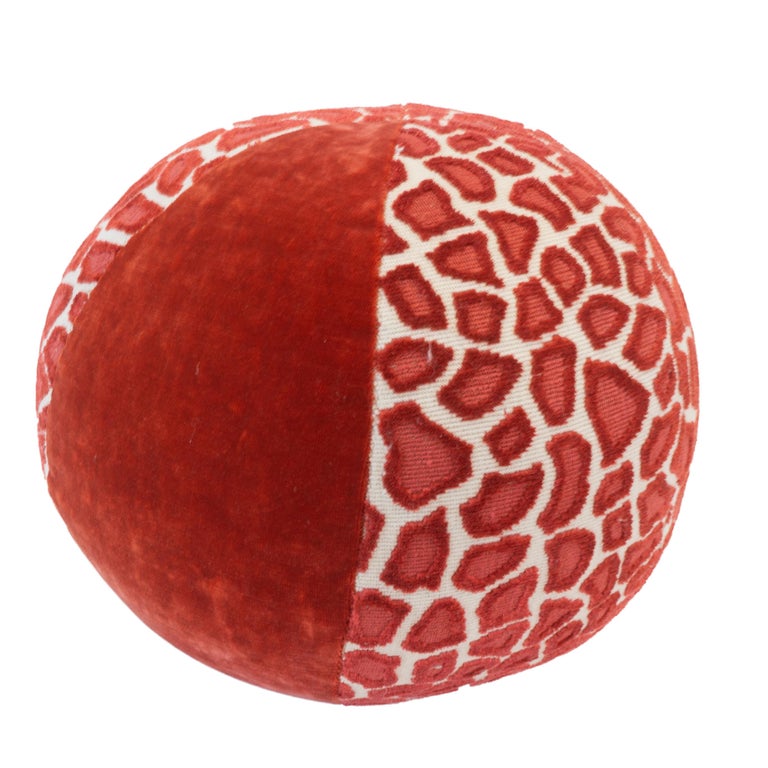 Round Ball Pillow in Leopard Print Cut Velvet For Sale at 1stDibs