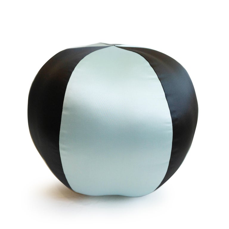 Round Ball Throw Pillow in Black and Blue Vinyl For Sale at 1stDibs