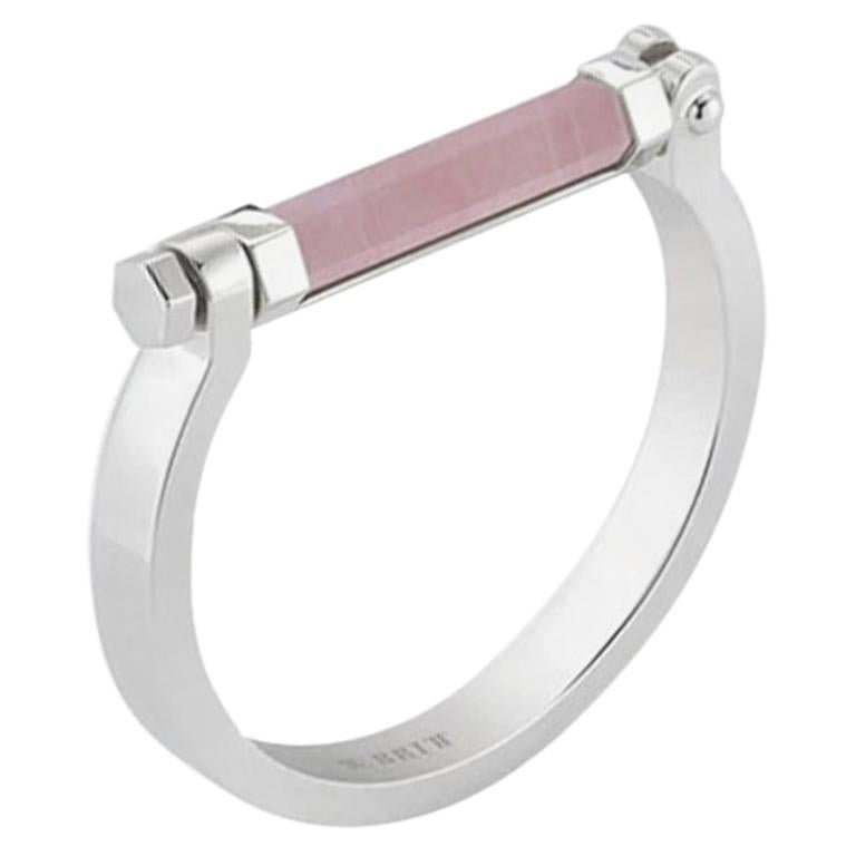 Round Bar Bracelet, Sterling Silver, Rose Quartz For Sale at 1stDibs