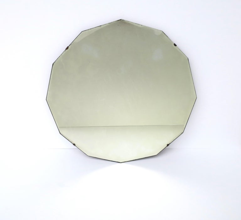 Round Beveled Glass Wall Mirror Hollywood Regency Style, circa 1940s ...