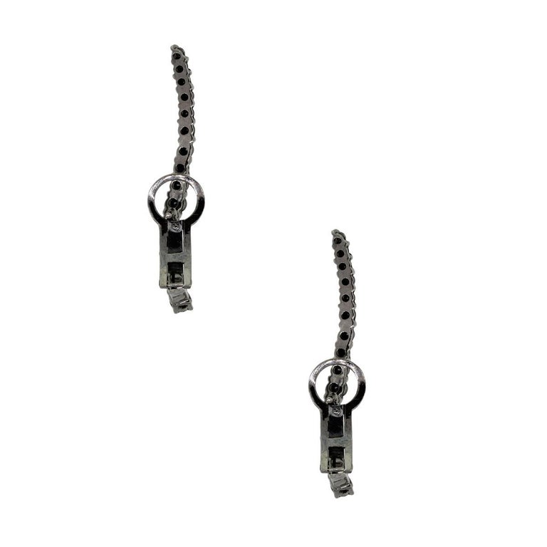 Round Black Diamond Drop Earrings For Sale at 1stDibs