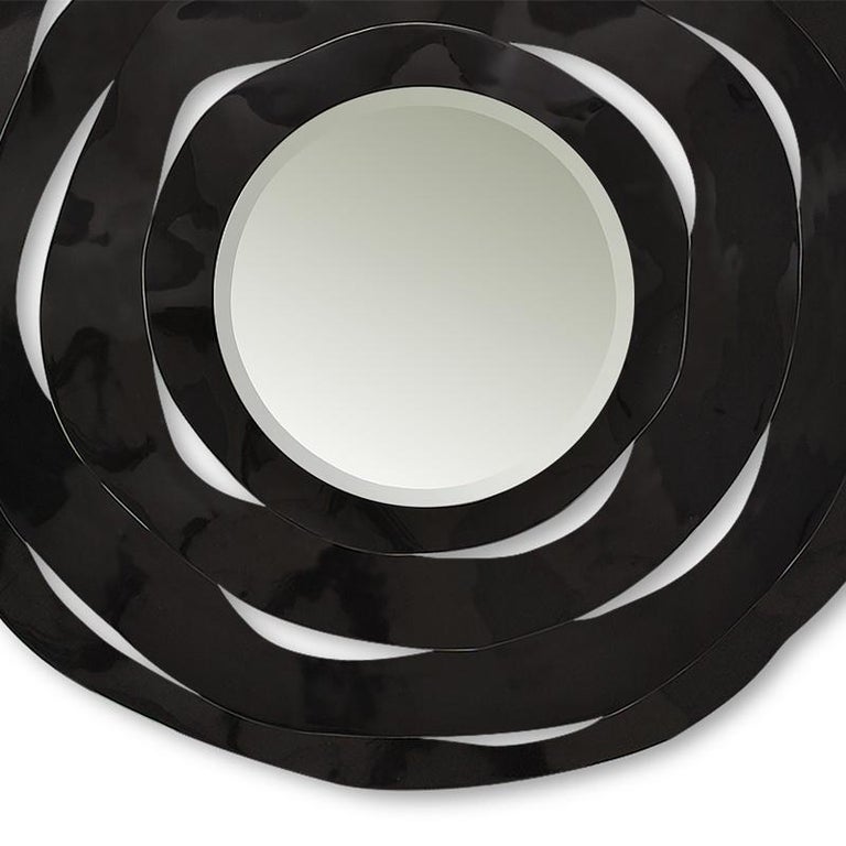 Round Black Ribbon Mirror For Sale at 1stDibs