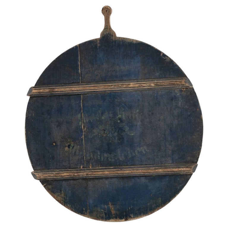 Round Blue-Painted Swedish Bread Board For Sale at 1stDibs