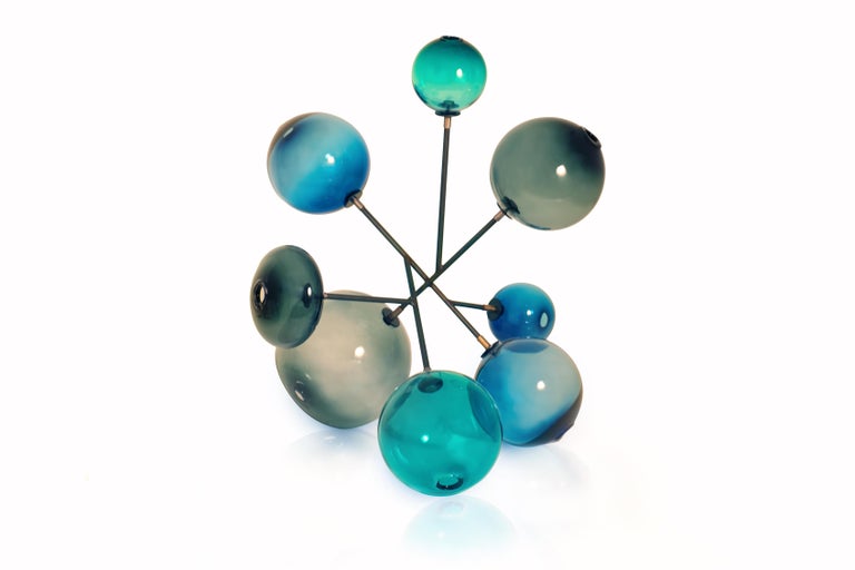 Round Blue Pivot Sculpture by SkLO For Sale at 1stDibs