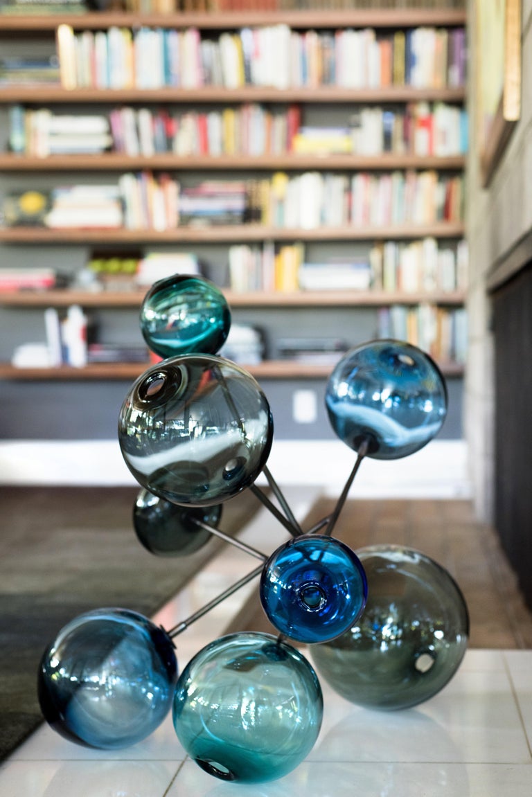 Round Blue Pivot Sculpture by SkLO For Sale at 1stDibs