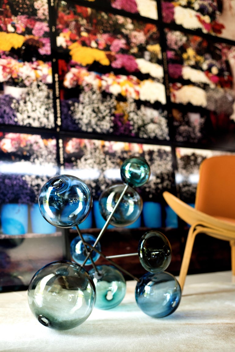 Round Blue Pivot Sculpture by SkLO For Sale at 1stDibs