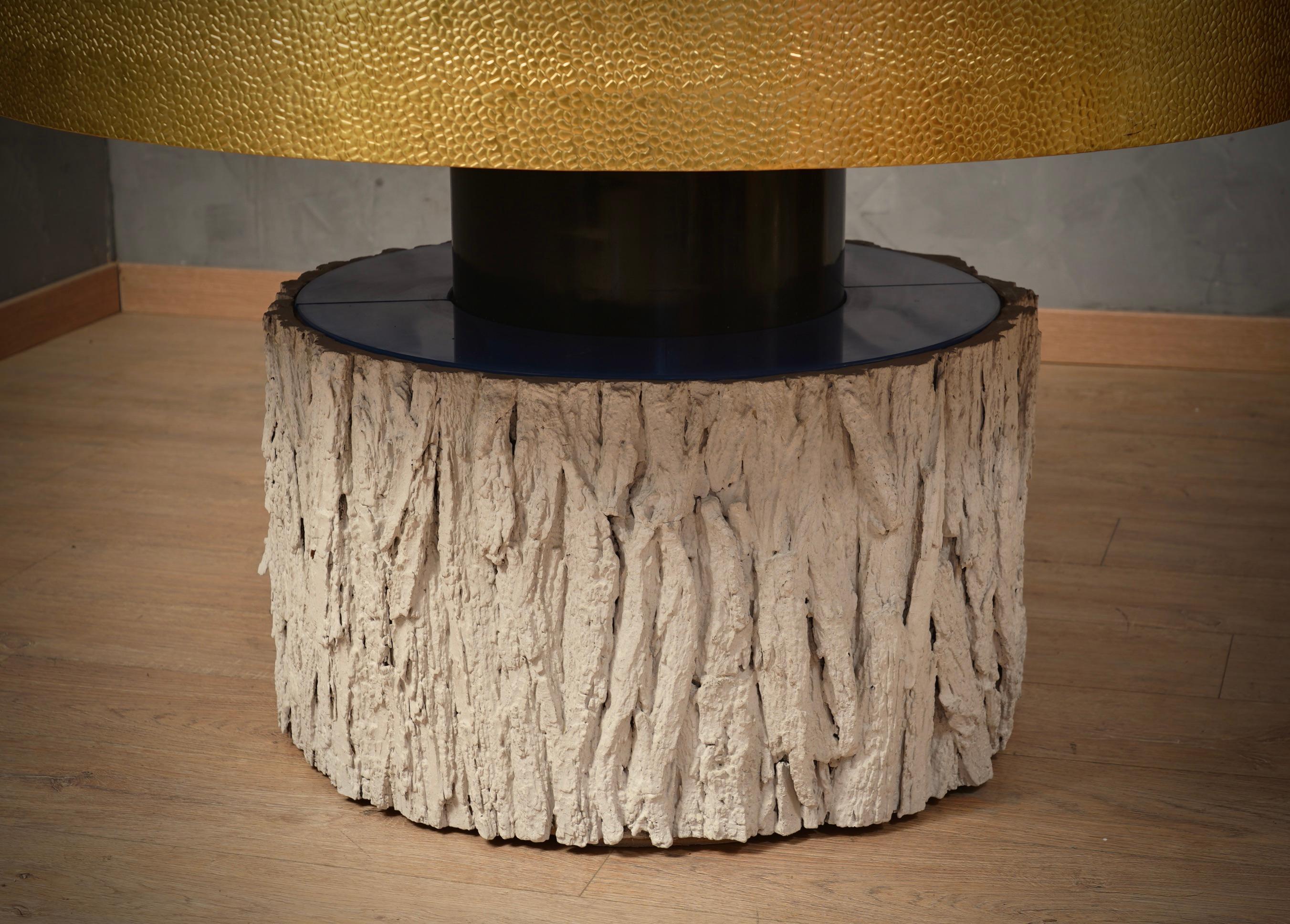 Round Brass and Colored Glass Italian Extensible Center Dinning Table ...