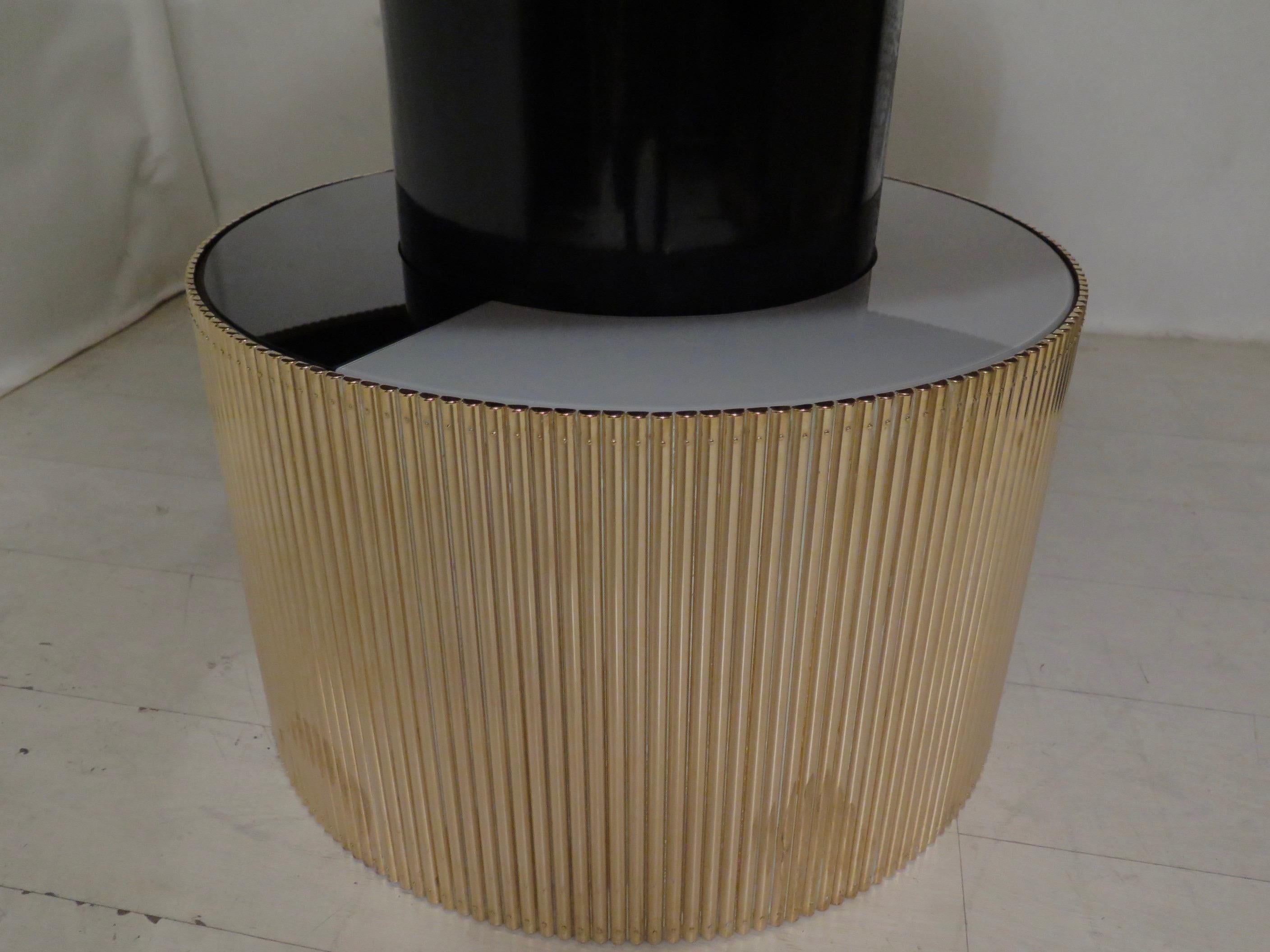 Round Brass and Colored Glass Italian Extensible Table, 2018 at 1stDibs