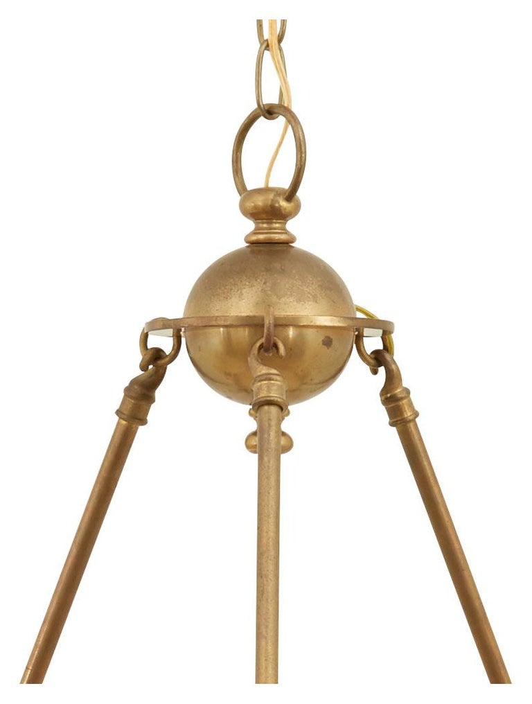 Round Brass Candle-Style Chandelier at 1stDibs