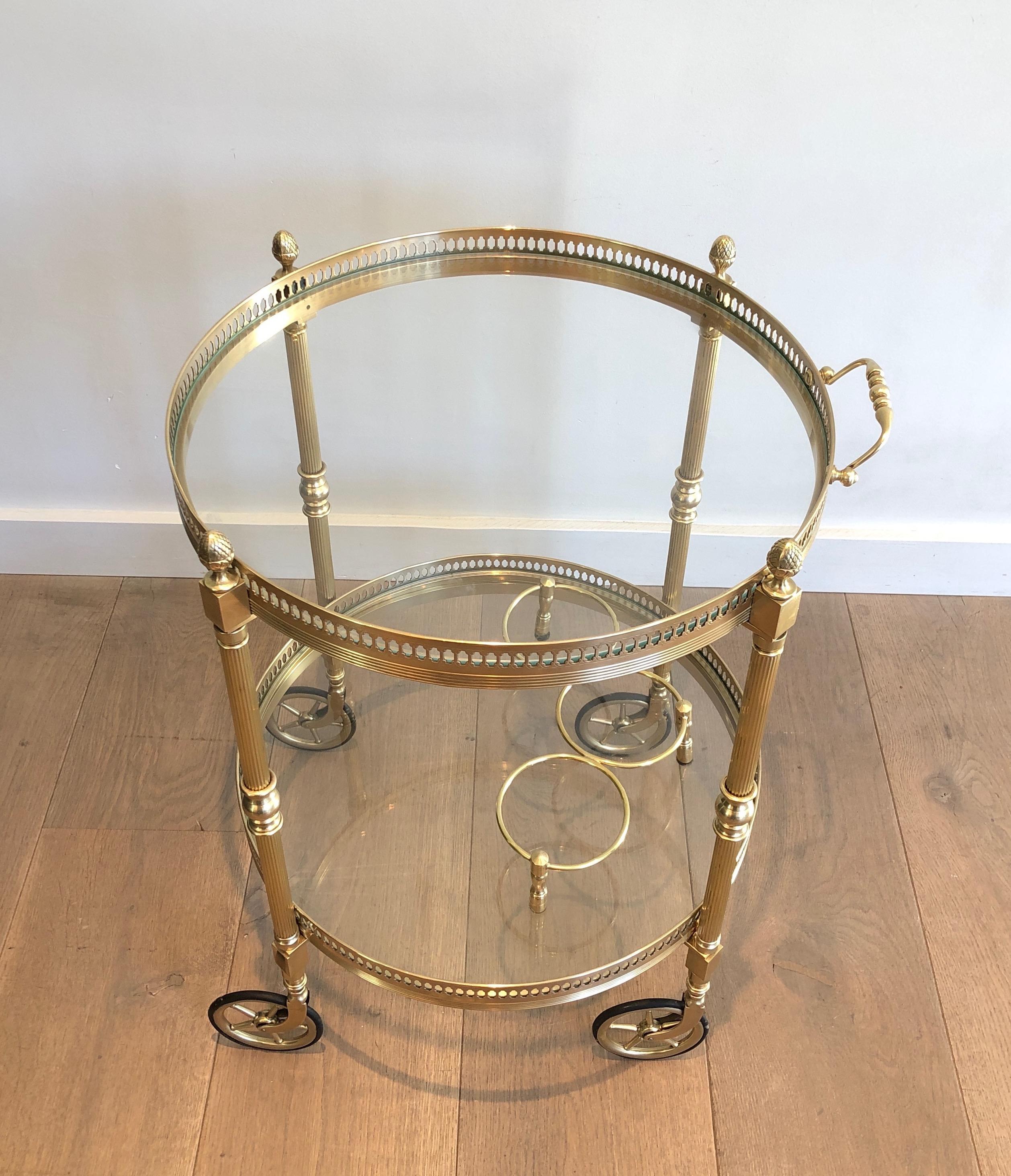 Round Brass Drinks Trolley by Maison Baguès. French. Circa 1940 For ...
