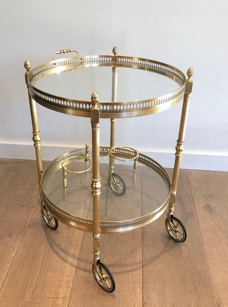 Round Brass Drinks Trolley by Maison Baguès. French. Circa 1940 For ...