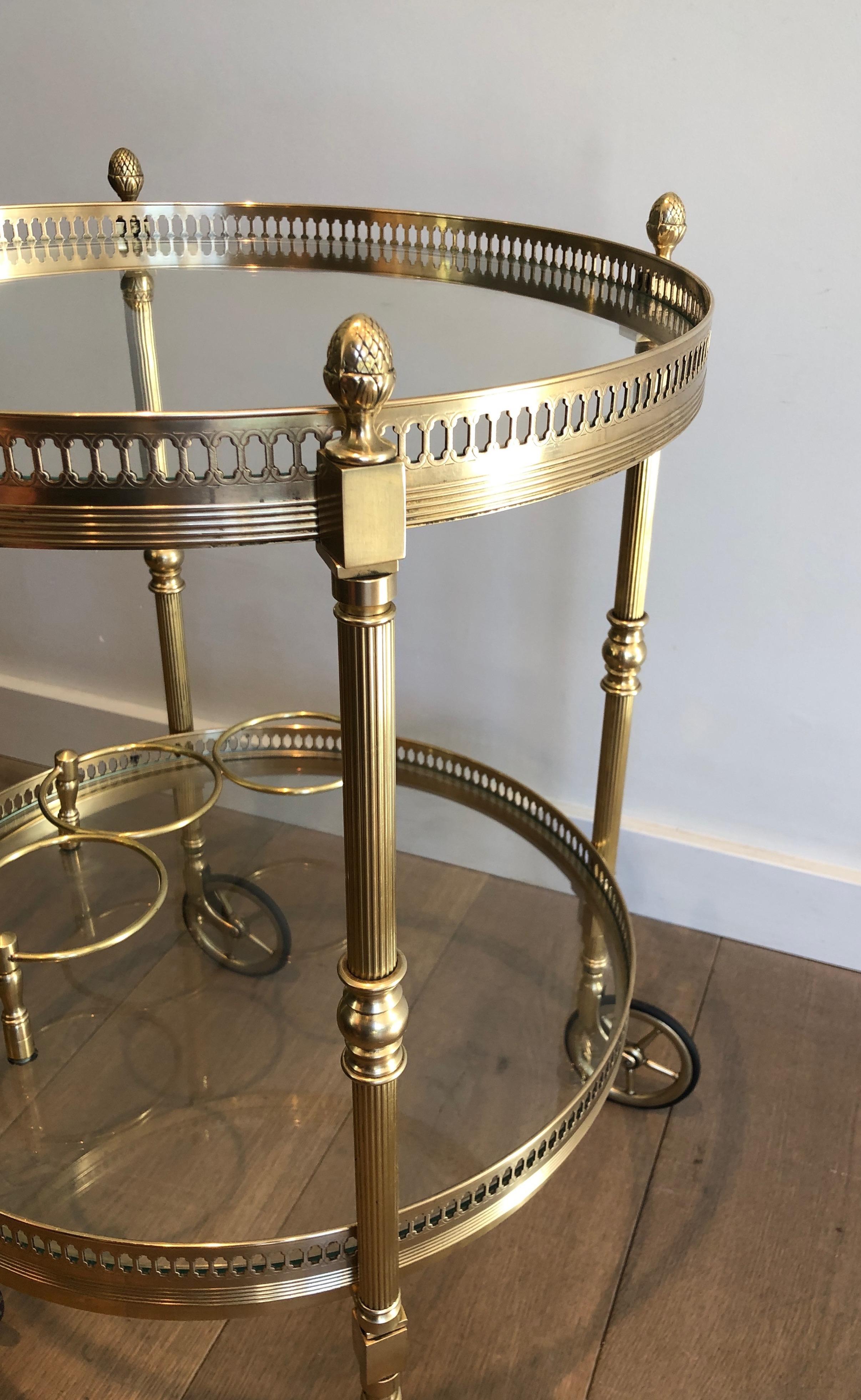 Round Brass Drinks Trolley by Maison Baguès. French. Circa 1940 For ...