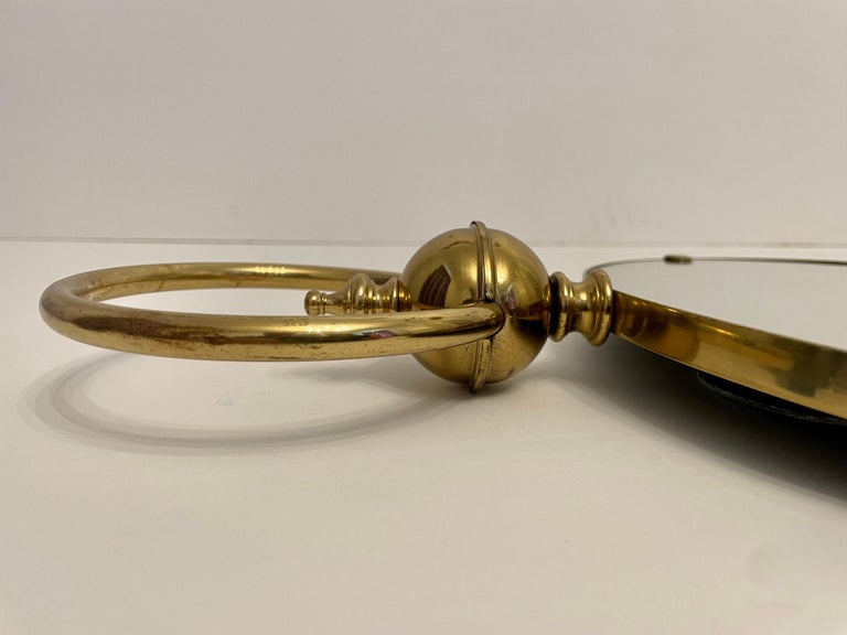 Round Brass Mirror with Loop Top Finial For Sale at 1stDibs