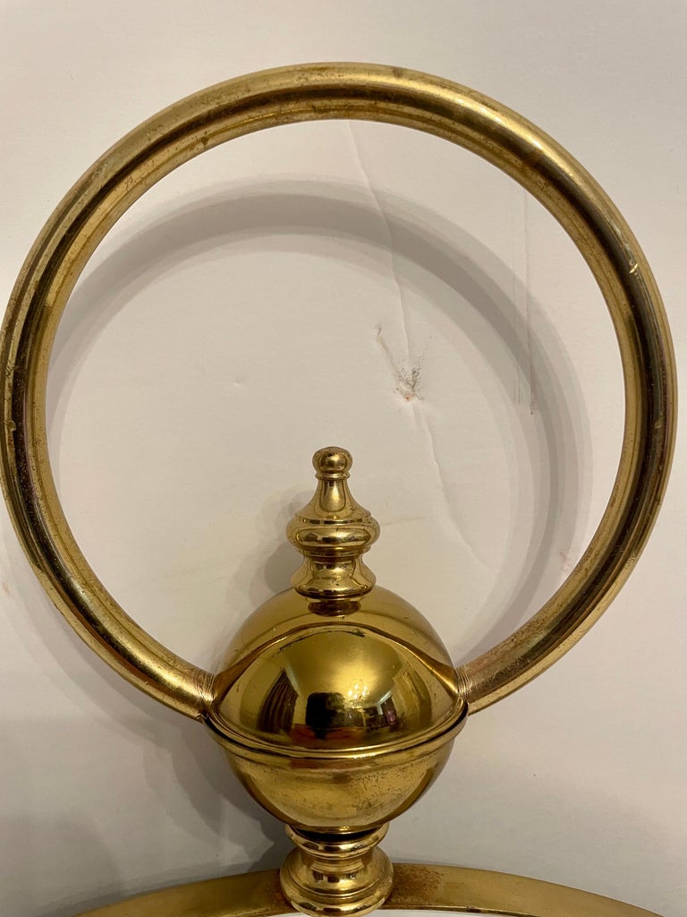 Round Brass Mirror with Loop Top Finial For Sale at 1stDibs