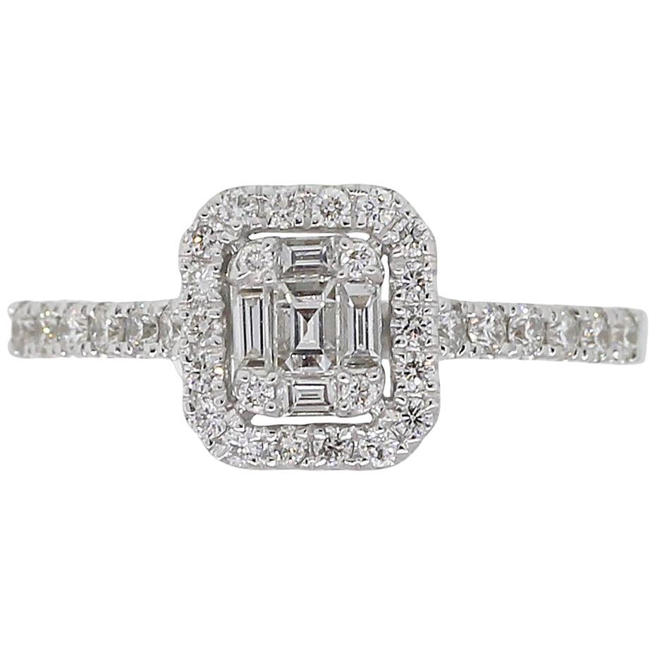 Marquise and Round Brilliant Diamond Cluster Ring at 1stDibs