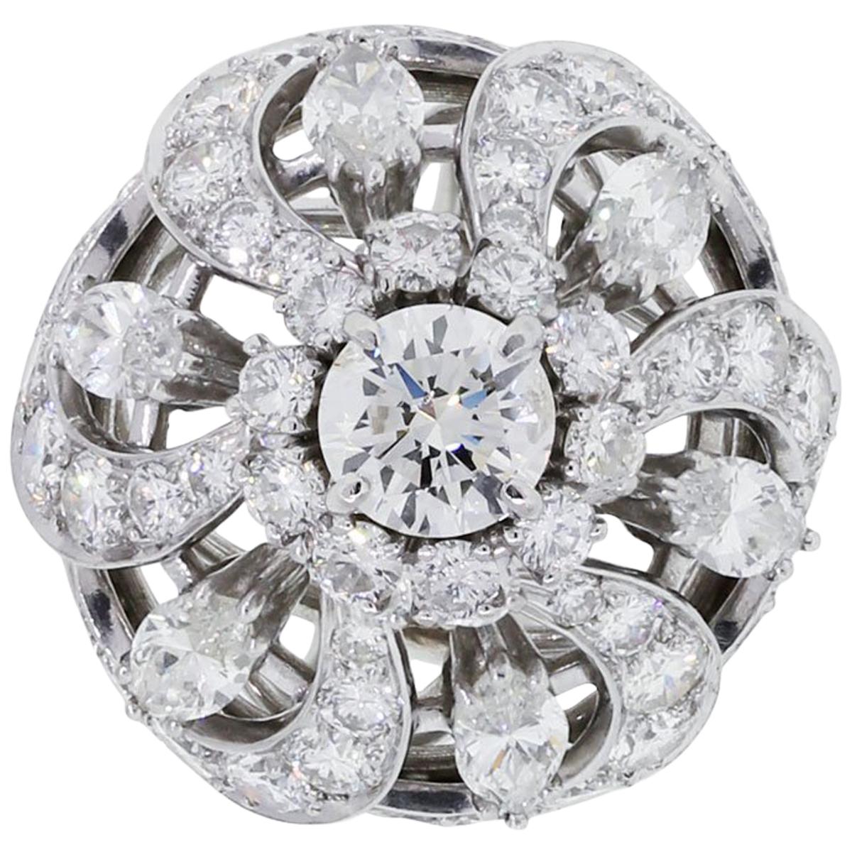 Estate 18 Karat Gold Round Diamond and Blue Enameled Fashion Cocktail ...