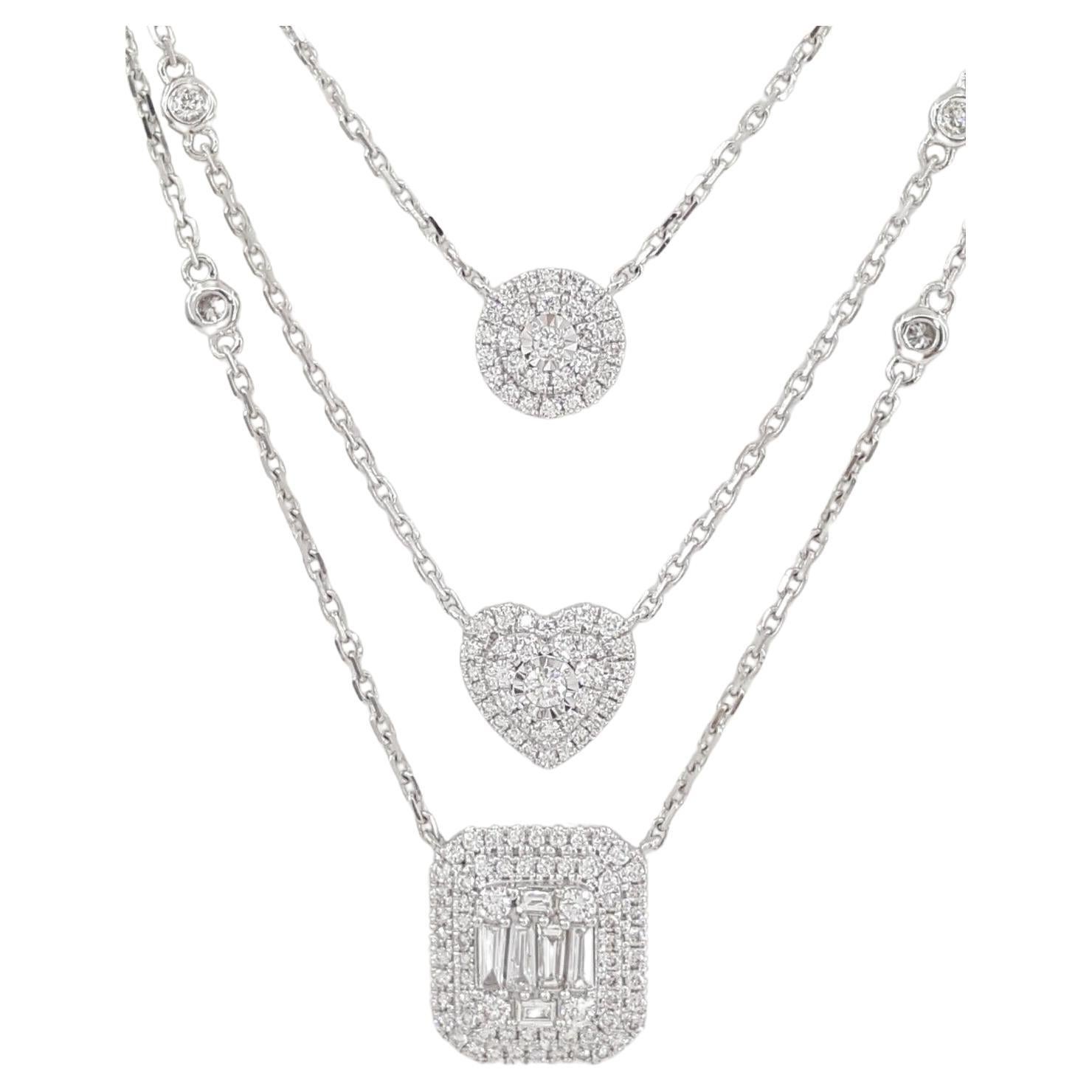 10 Carats Baguette Cut Diamonds Platinum Crossover Necklace at 1stDibs