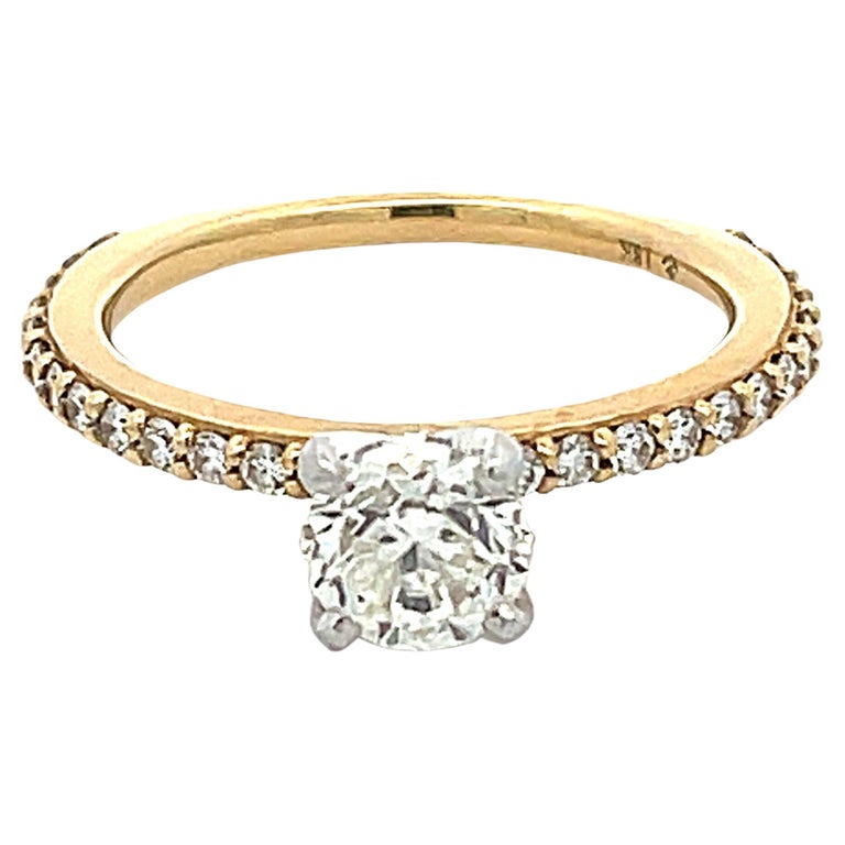 Round Brilliant Cut 1.00 Carat Center Stone Diamond Engagement Ring ...