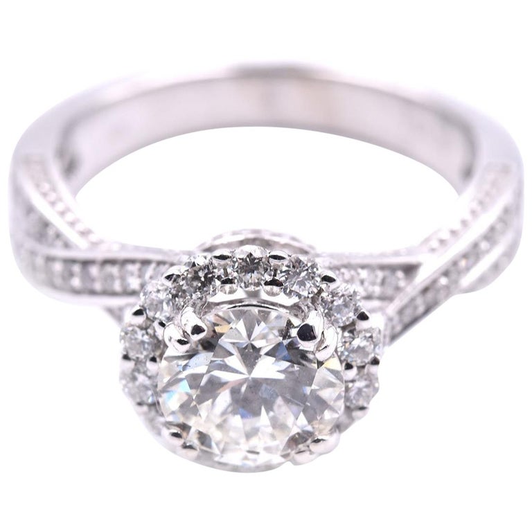 Round Brilliant Cut 1.14 Carat Diamond 14 Karat White Gold Engagement ...