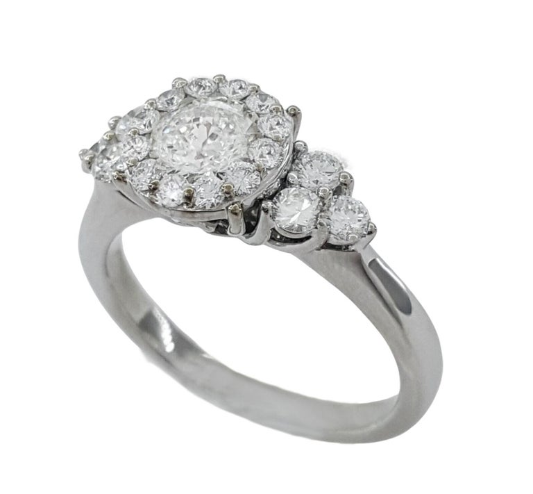 Round Brilliant Cut Diamond Invisible Halo Engagement Ring For Sale at ...