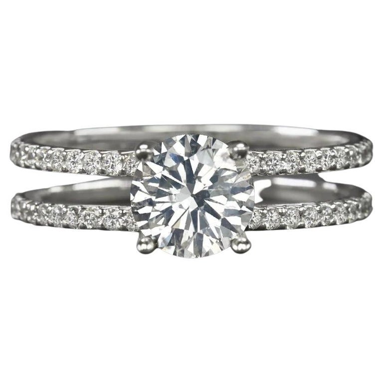 Round Brilliant Cut Diamond Split Shank Pave Ring For Sale at 1stDibs